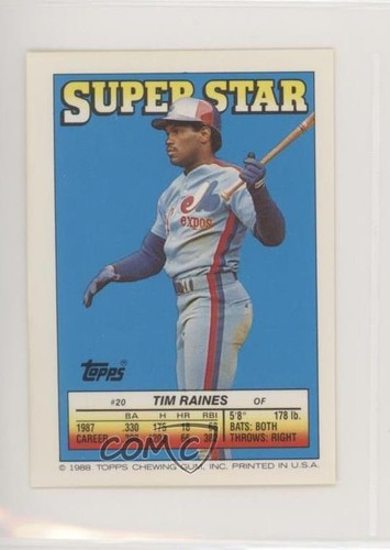 1988 Topps Super Star Sticker Back Cards ( 234) Tim Raines Ruben Sierra ...