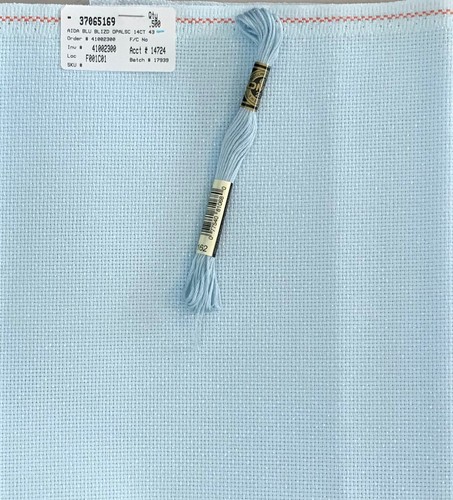 Zweigart Cross Stitch 14 count Aida Blue Blizzard Irridescent sparkle ...