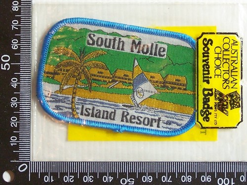 VINTAGE SOUTH MOLLE ISLAND EMBROIDERED SOUVENIR PATCH WOVEN CLOTH SEW ...
