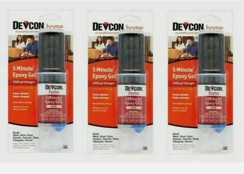 3~ Devcon 5 Minute EPOXY GEL Cream 0.84oz Cures Quick 2500 psi Hold ...