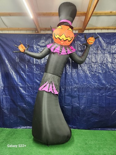 13ft Gemmy Airblown Inflatable Prototype Leaning Pumpkin Reaper #222913 ...