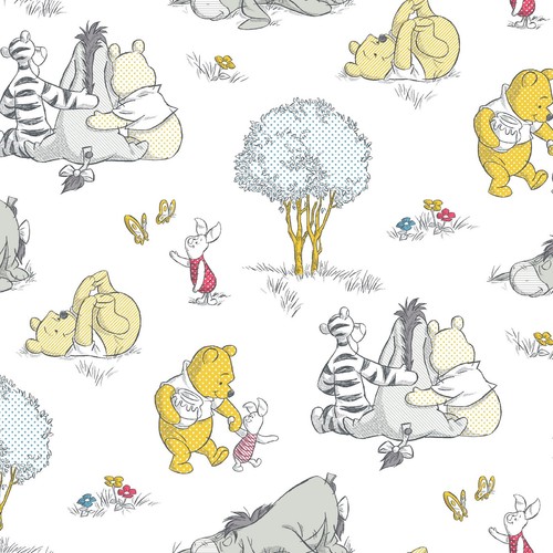 Winnie the Pooh A Togetherish Sort of Day 100% Cotton Fabric by 1/2 of ...