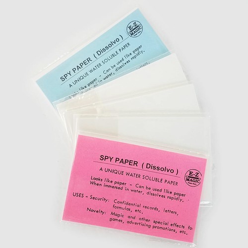 SPY PAPER DISSOLVO SMALL 25 SHEETS 2 1/2" X 4 1/4" NOVELTY MAGIC TRICK ...