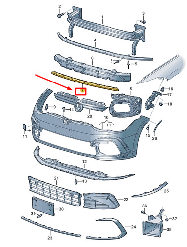 VW GOLF CD MK8 Front Bumper Reinforcement Profile 5H0807963C NEW ...