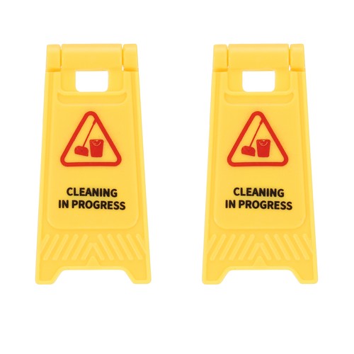Miniature Warning Sign, Cleaning in Progress Signs (Yellow, 2pcs) | eBay