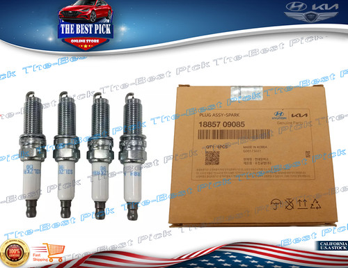 GENUINE⭐ 4 PCS SPARK PLUG For 2.0L 2015-22 Select Hyundai Kia Genesis ...