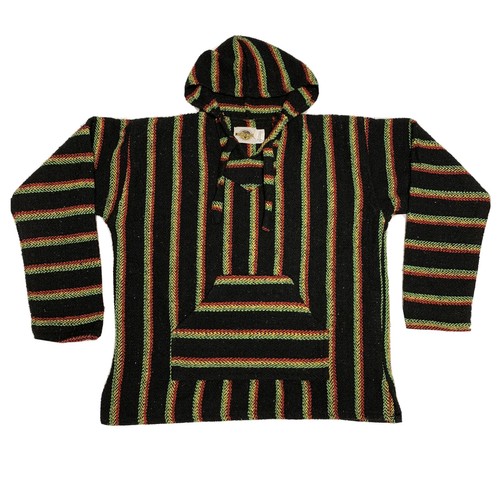 Earth Ragz Baja Joe Hoodie Mens Medium Multi Striped Ruff Hewn Rasta ...