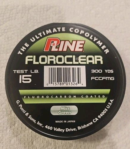 P-Line Floroclear Mist Green Fishing Line 300 Yards 15lb Bass Fishing ...