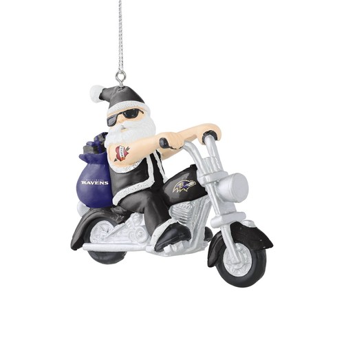 Baltimore Ravens NFL Santa Claus on Motorcycle Ornament | eBay