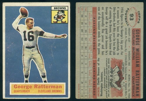 (69364) 1956 Topps FB 93 George Ratterman Cleveland Browns-GD | eBay