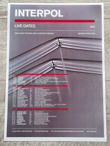 INTERPOL Concert poster - World Tour 2022 live music band show - Gig ...
