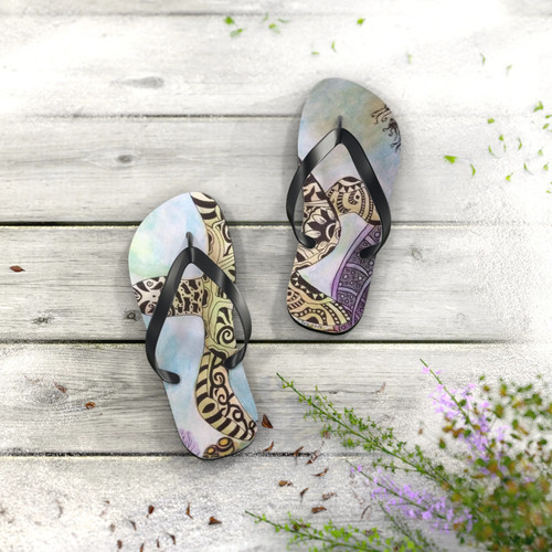 MAGRIT Zentangle Turtle Flip Flops