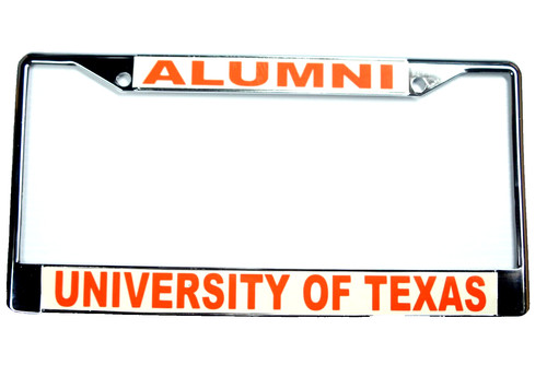 TEXAS License Plate Frame, Polished Chrome, ALUMNI/TEXAS 0356 | eBay