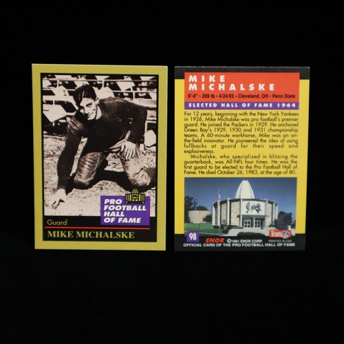 1991 Mike Michalske New York Yankees Enor Pro Football Hall of Fame #98 ...