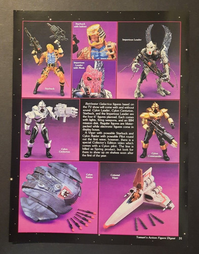 BATTLESTAR GALACTICA Vtg. 1990's action figures ~ Magazine Preview Page ...