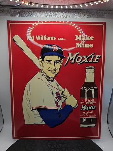 Vintage Ted Williams Moxie Metal Sign – Baseball Soda Advertising Sign ...