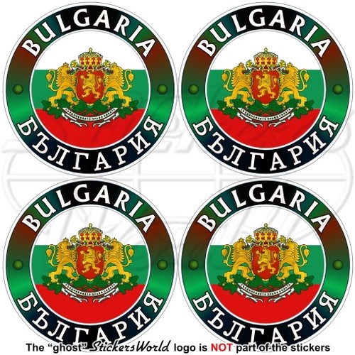 BULGARIA Bulgarian Flag-Coat of Arms 50mm Vinyl Bumper-Helmet Stickers ...