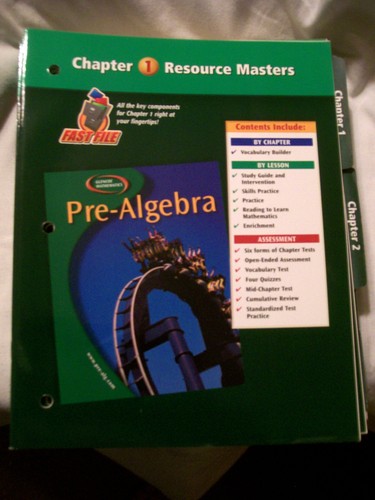 Glencoe Pre-Algebra Chapter 1 Resource Masters Teacher Edition (FAST ...