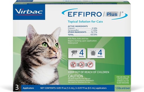 Virbac Effipro Plus Cats 3 doses Flea and Tick Treatment | eBay