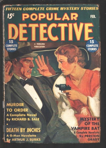 PULP: Popular Detective 2/1936-Gun moll cover-"Mystery of The Vampire ...