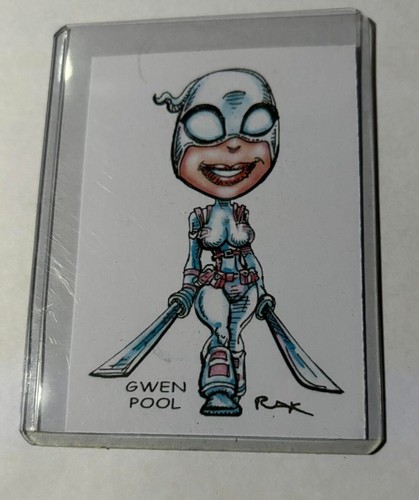 GWEN POOL ** TRADING CARD ART SIGNED by RAK ** MARVEL COMICS NEAR MINT ...