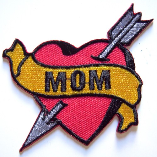MOM Heart iron on patch tattoo Sailor Jerry rockabilly punk applique ...