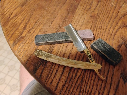 Vtg Dubl Duck Goldedge Straight Razor 11/16 or 6/8 Pearl Duck Solingen ...