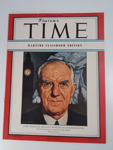 Time Magazine Vtg 1945 Lord Woolton Rare Classroom Ed Iwo Jima FDR San ...