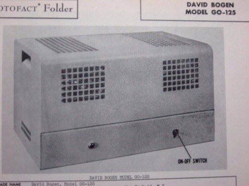 DAVID BOGEN GO-125 AMPLIFIER PHOTOFACT PHOTOFACTS | eBay