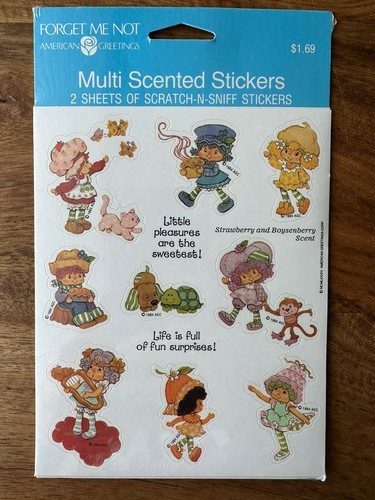 Vintage Strawberry Shortcake Scratch-N-Sniff Scented Sticker Sheets ...