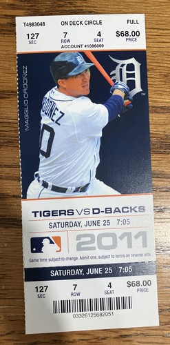 Detroit Tigers Vs D Backs Gameday Ticket Stub. 6/25/2011 | eBay