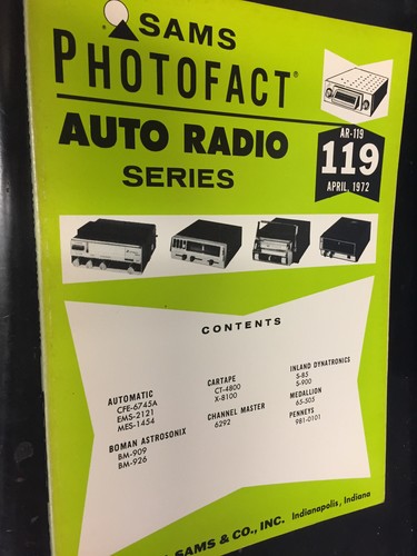 AR-119 SAM'S PHOTOFACT AUTO RADIO AUTOMATIC BOMAN CARTAPE CHANNEL ...