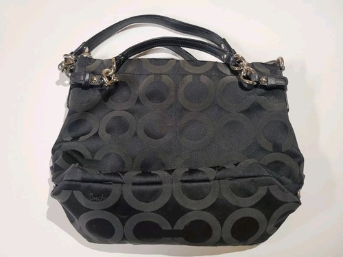 Coach Hobo Signature Handbag Purse E0973-14147 Canvas & Leather (Black ...