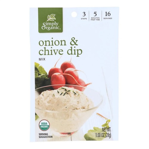 Simply Organic Onion and Chive Dip Mix Powder 1 oz, Case of 12, veggie ...