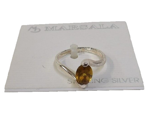 Marsala Sterling Silver 1/2-Carat Golden Citrine Marquise Swirl Ring Sz ...