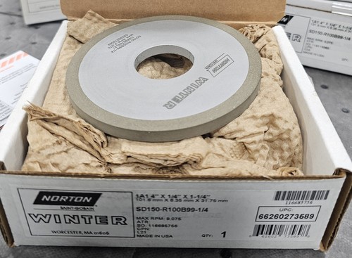 Norton Diamond Grinding Wheel SD150-R100B99-1/4- 1A1 4” x 1/4” x 1-1/4 ...