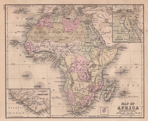 1886 ANTIQUE WARREN'S SCHOOL ATLAS-MAP OF AFRICA-HAND COLORED | eBay