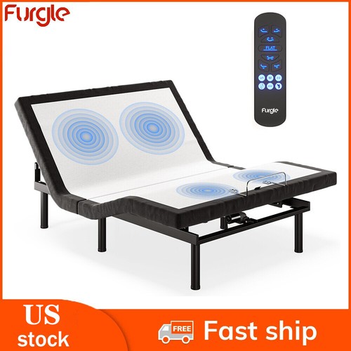 Furgle Adjustable Bed Frame Base Stress Massage Wireless Remote Dual ...