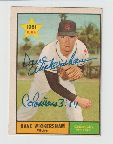Dave Wickersham - Signed 1961 Topps Card #381 - Kansas City Athletics ...