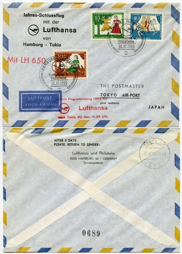 GERMANY to JAPAN 1965 LUFTHANSA FLIGHT LH 650 AIRMAIL ENVELOPE | eBay