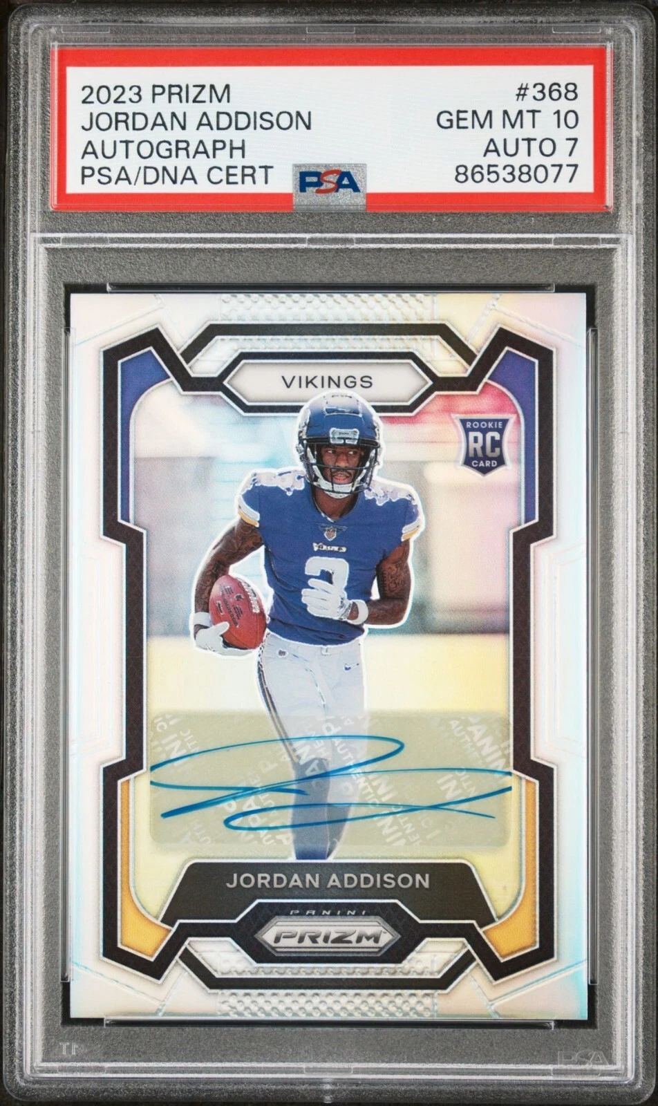 Jordan Addison 2023 Prizm #368 Rookie Autographs - Silver Price Guide ...