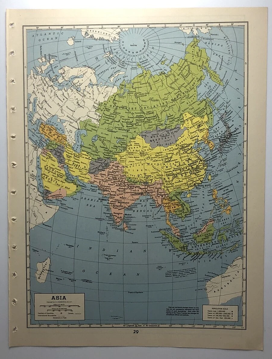 Mapa De Asia 1940 Oude Wereldkaart Van Europa, Azië En Afrika, Het