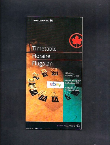 AIR CANADA 10-31-1999 SYSTEM TIMETABLE-128 PGS,FOLD OUT ROUTE MAP ...