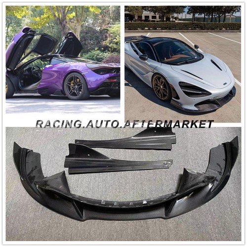 Carbon Fiber Black Front Lip Side Skirt Set Fit For Mclaren 720S | eBay