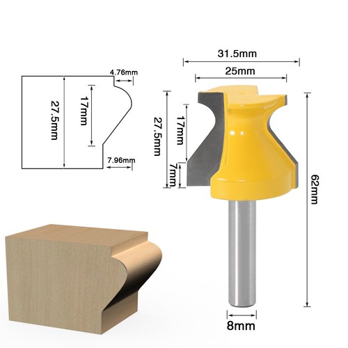 8mm Shank Door Lip & Finger Grip Router Bit Molding Edge Cabinet Drawer ...