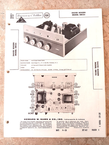 Original NOS Sams Photofact 437-5 DAVID BOGEN DB125 Amp | eBay
