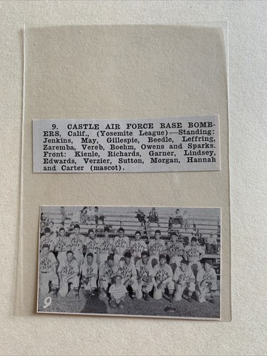 Castle Air Force Base Bombers California 1949 Baseball Small Team ...
