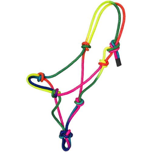 New! Tough-1 PONY SIZE RAINBOW ROPE HALTER w/ Fiador knot Multi-colored ...