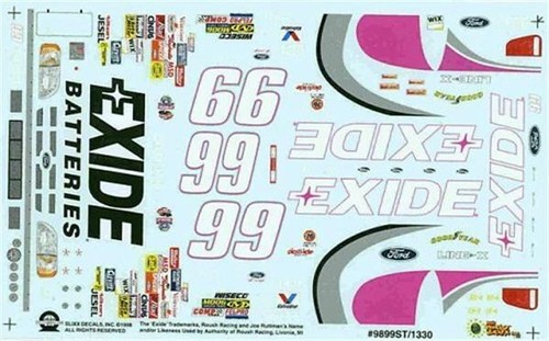 Slixx 1330 #99 Exide truck 1998-Joe Ruttman 1/24 waterslide Nascar ...