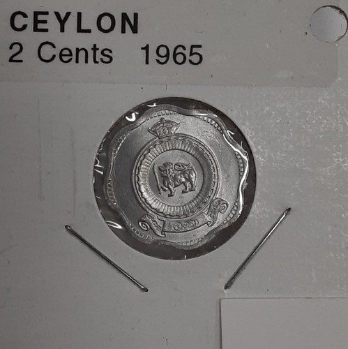 1965 Ceylon 2 Cents Aluminum Scalloped Coin of Elizabeth II KM#128 BU ...